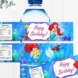 Ariel Bottle Labels, Little Mermaid Bottle Labels, Mermaid Decor ...