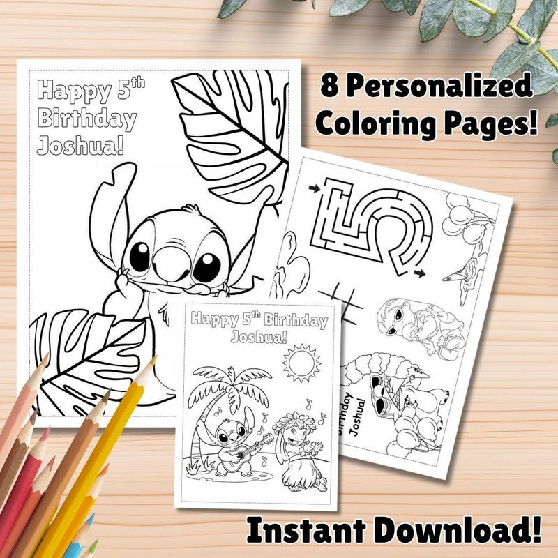 Stitch Custom Coloring Page - Etsy UK