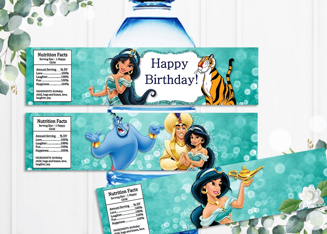 Princess Jasmine Water Bottle Label, Princess Water Bottle Label ...