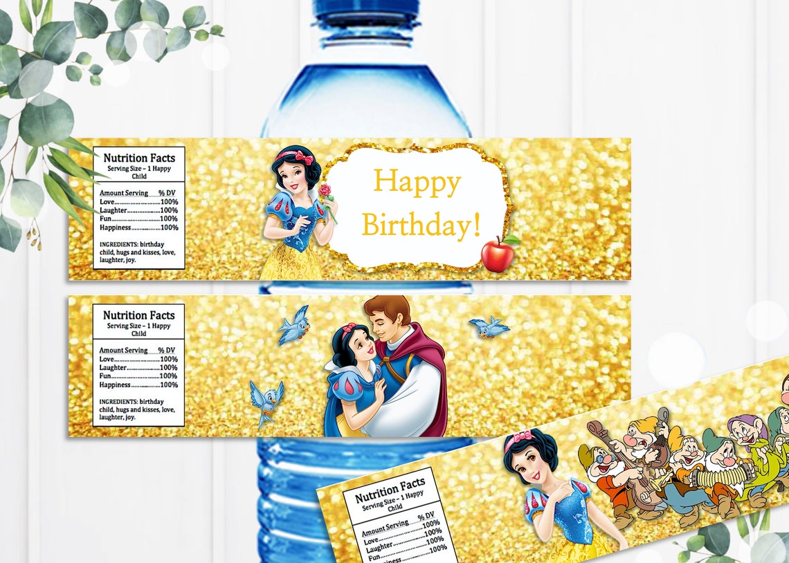 Snow White Water Bottle Label, Princess Water Bottle Label - Etsy UK