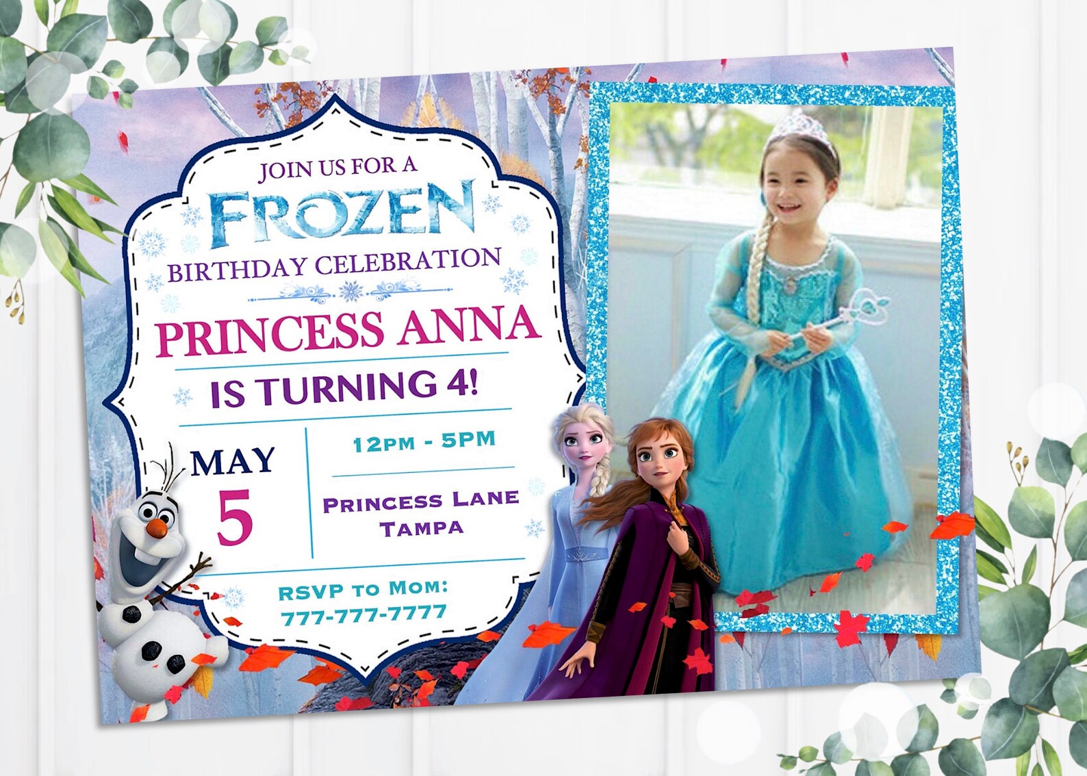 Frozen 2 Picture Invitation, Elsa Birthday Invitation, Anna Birthday ...