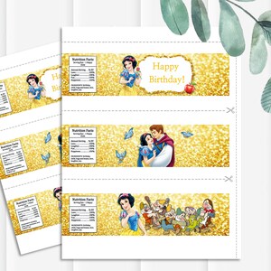 Snow White Water Bottle Label, Princess Water Bottle Label - Etsy