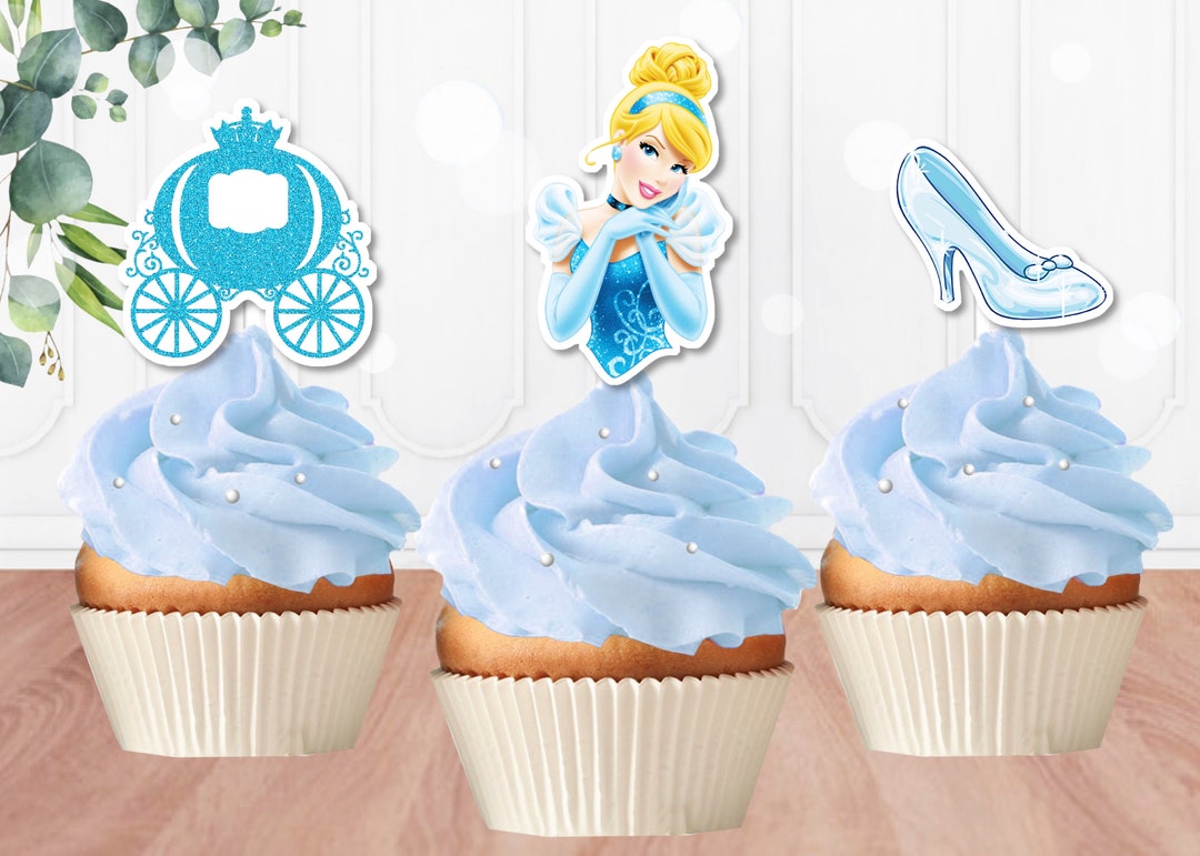 Set of 3 Cinderella Cupcake Toppers, 3 Printable Cinderella Cupcake ...