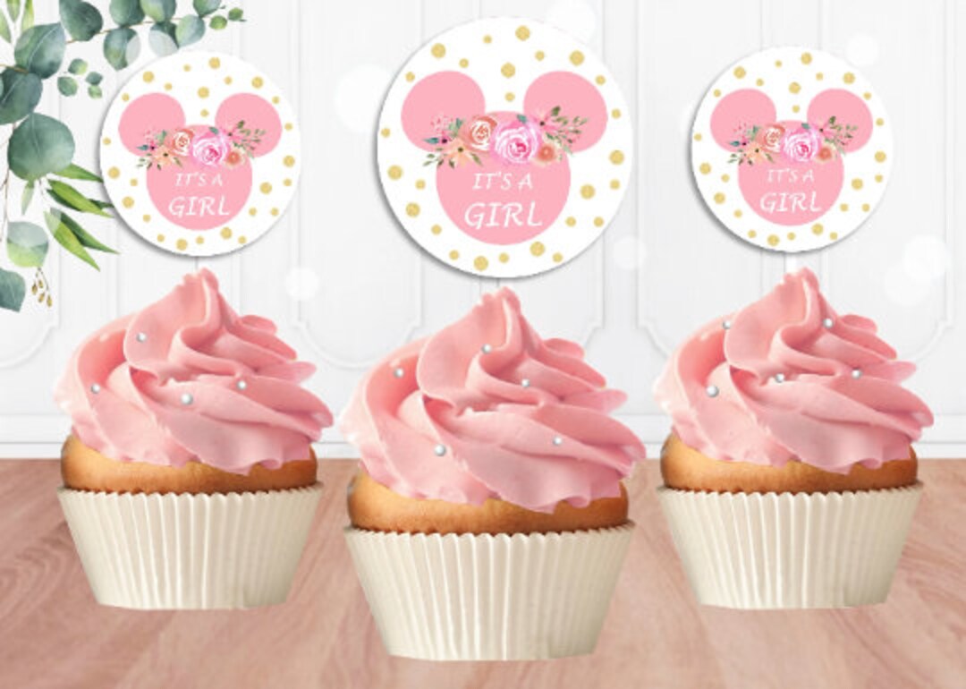 Minnie Mouse Cupcake Toppers, Minnie Baby Shower Cupcake Toppers ...