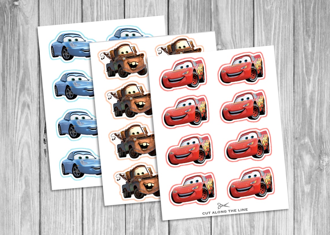 Set of 3 Cars Cupcake Toppers, 3 Printable Cars Cupcake Toppers ...