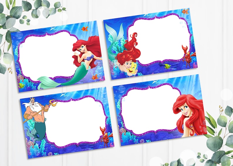Little Mermaid Food Tent Labels Birthday Party Printable - Etsy