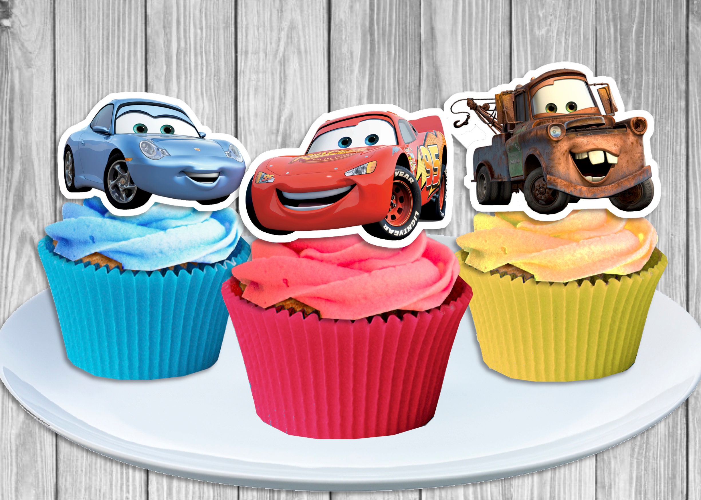 Set of 3 Cars Cupcake Toppers 3 Printable Cars Cupcake | Etsy