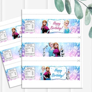 Frozen Water Bottle Labels, Elsa and Anna Bottle Labels, Instant ...
