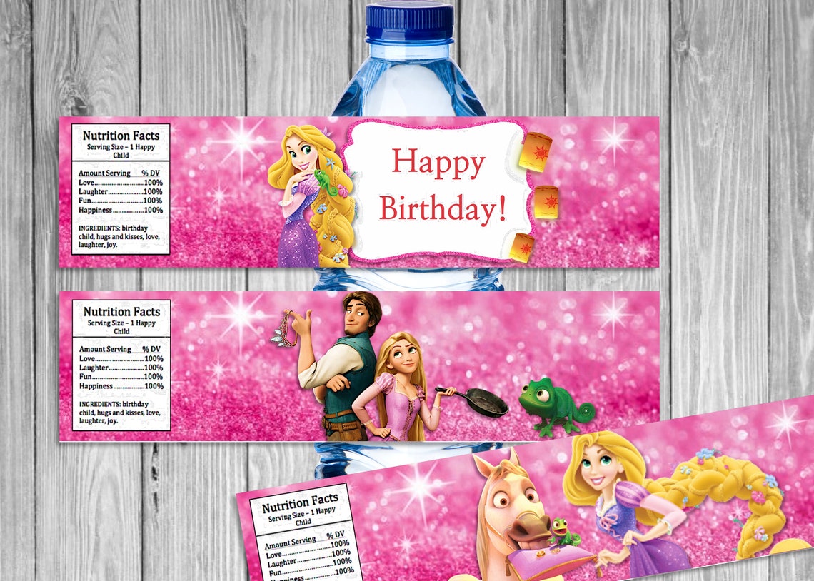 Tangled Water Bottle Label Rapunzel Bottle Label Water - Etsy