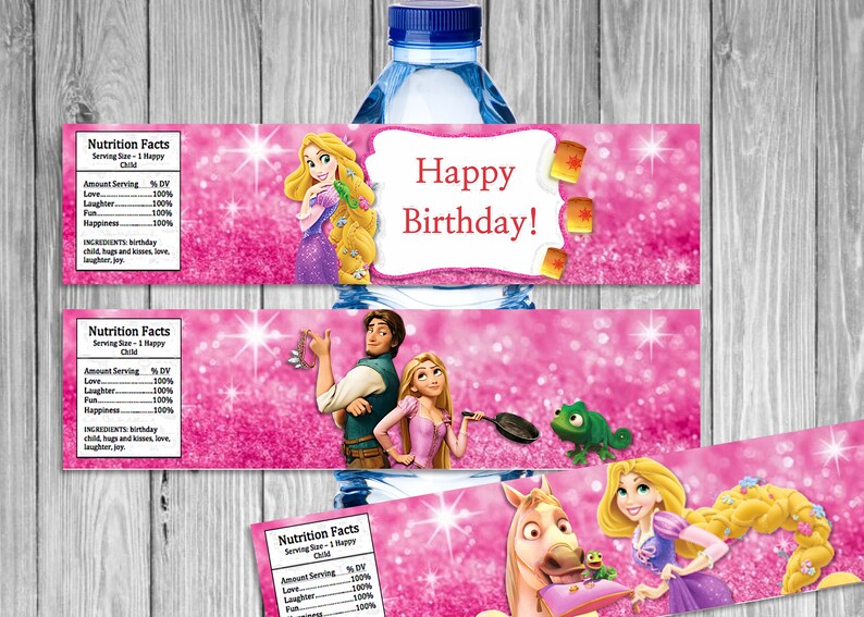 Tangled Water Bottle Label Rapunzel Bottle Label Water - Etsy