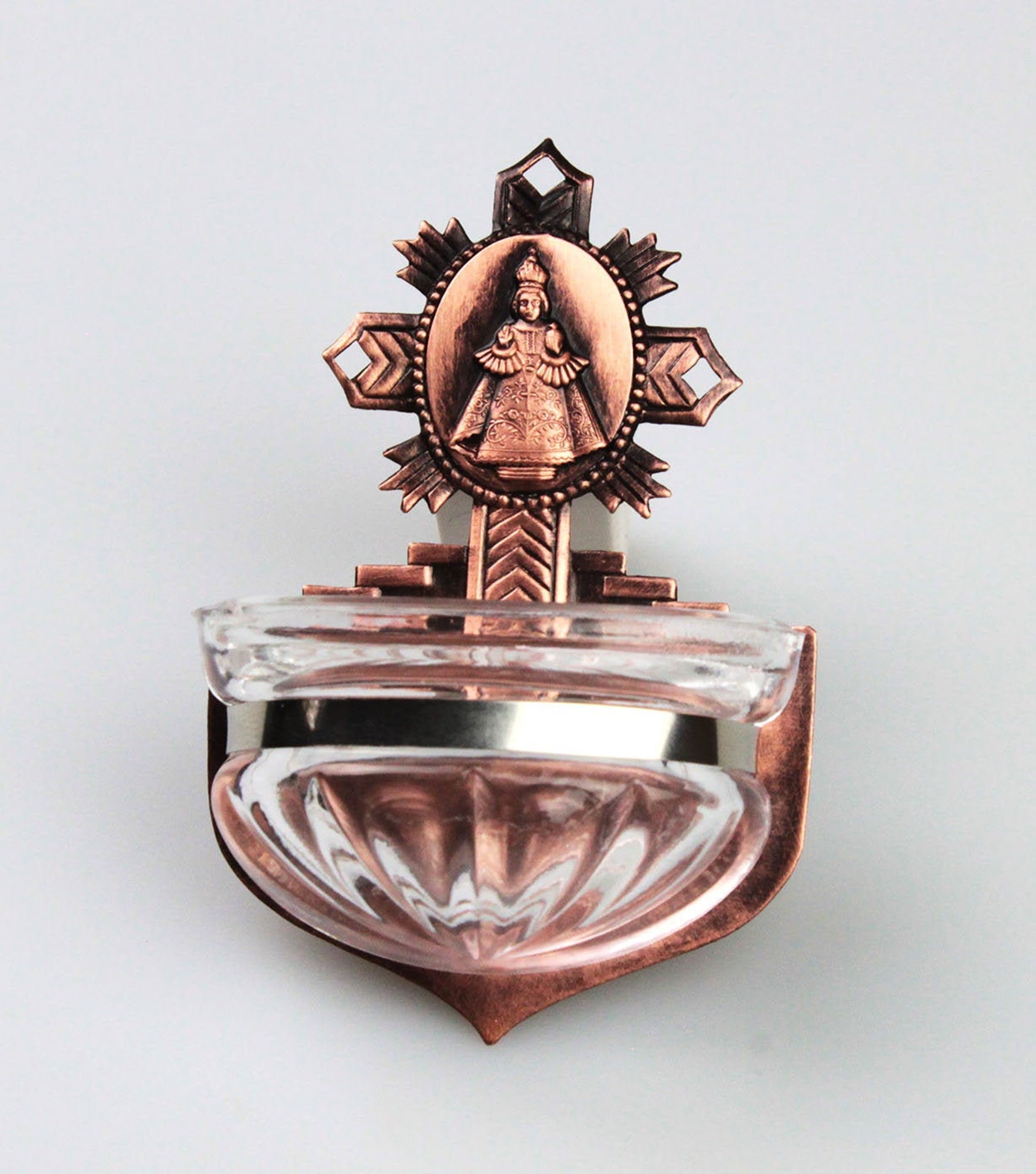 Holy Water Font With the Infant Jesus of Prague, Stamped, Antiqued ...