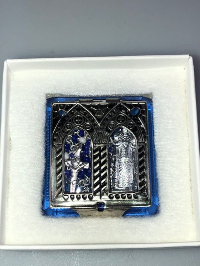 Double Glass Box With Mini Rosary and Mini Statue - Etsy