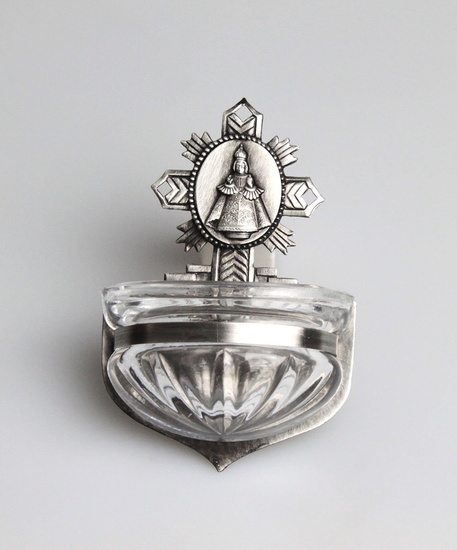Holy Water Font With the Infant Jesus of Prague, Stamped, Antiqued ...