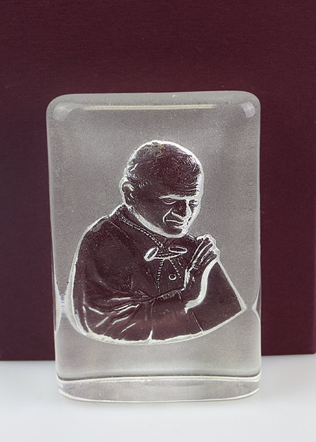 Glass Paperweight With Sandblasted Pope Motif - Etsy