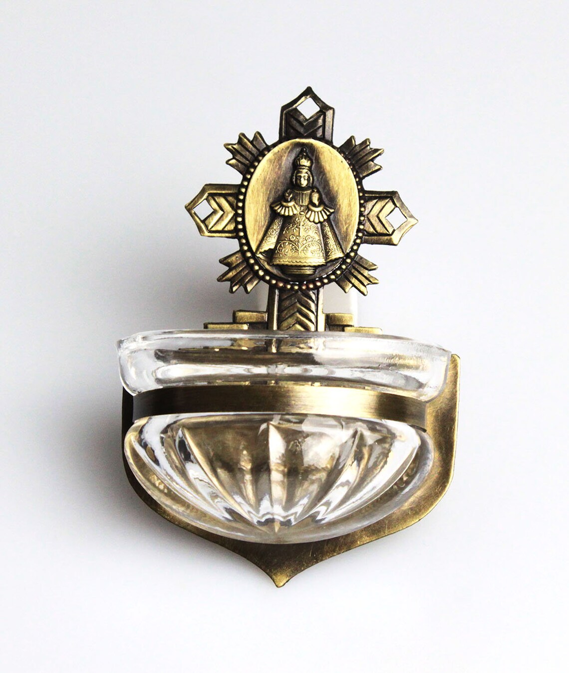 Holy Water Font With the Infant Jesus of Prague, Stamped, Antiqued ...
