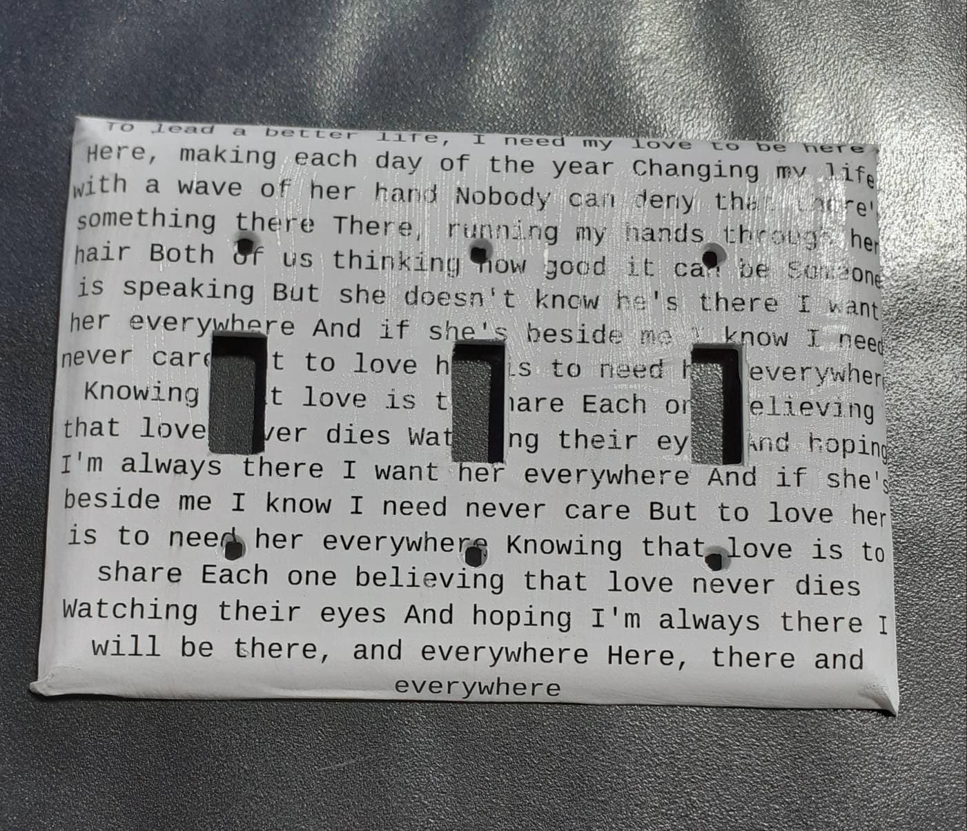 Custom Song Lyric Light Switch Cover - Etsy