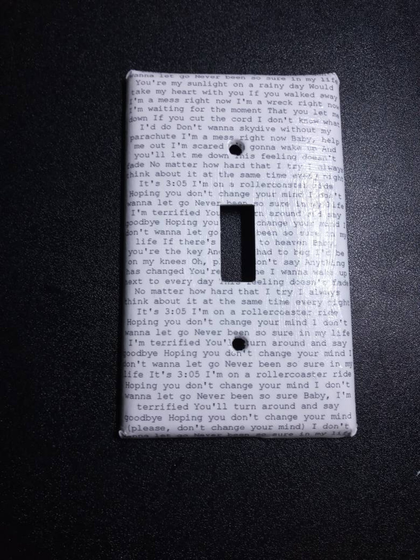Custom Song Lyric Light Switch Cover - Etsy