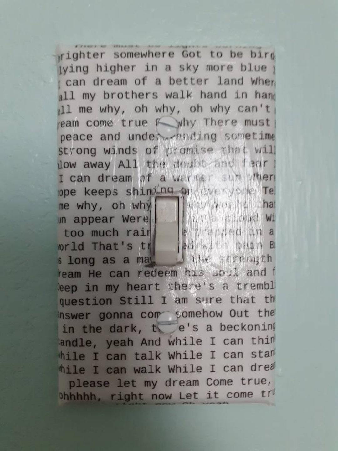 Custom Song Lyric Light Switch Cover - Etsy