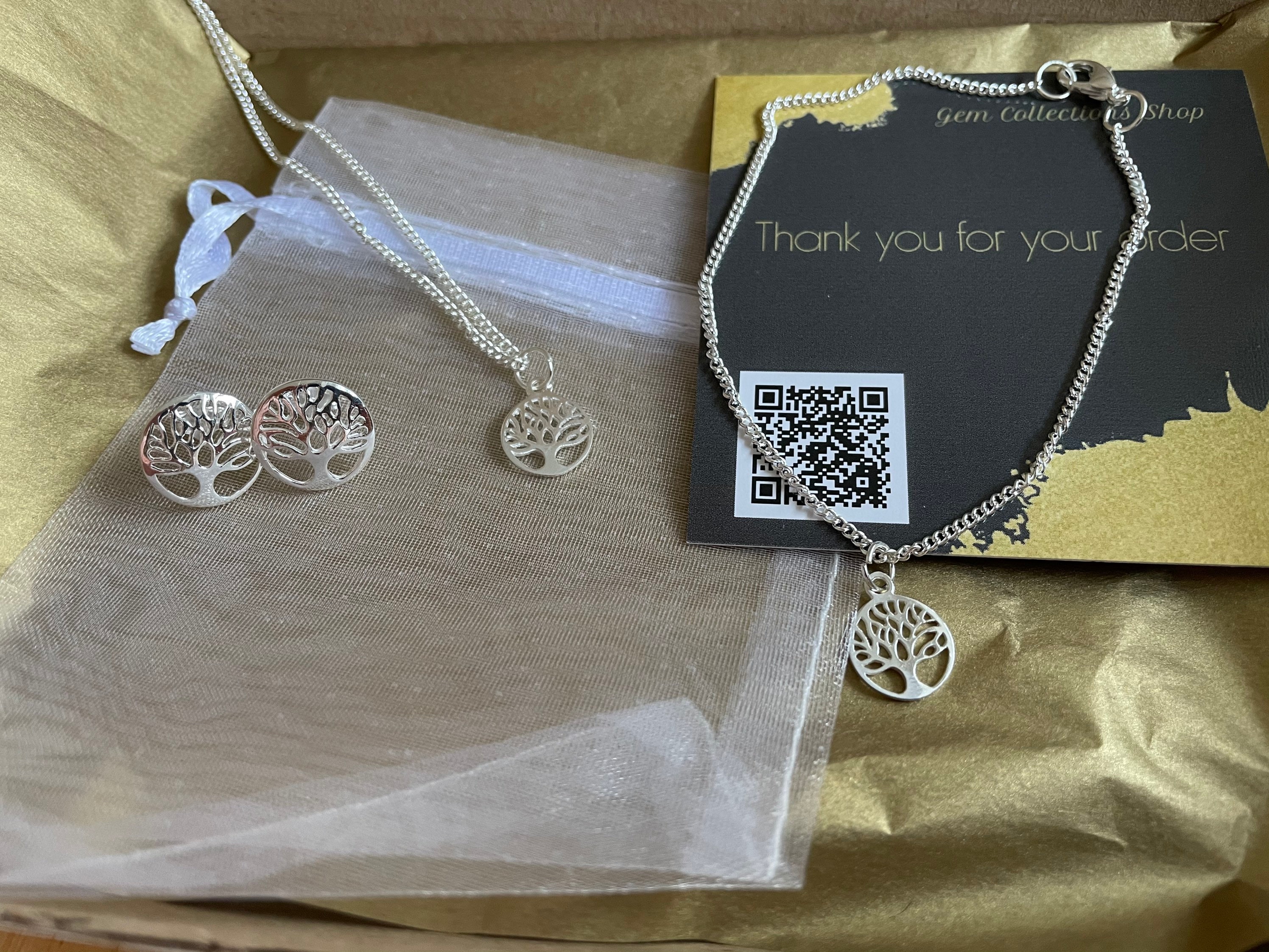 Sterling Silver Tree of Life Jewellery Set/ Tree of Life Stud Earrings ...
