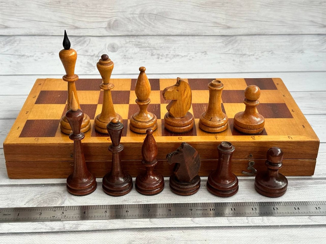 Soviet Vintage Wooden Chess Set 70s. Chess Pieces in Good Condition ...