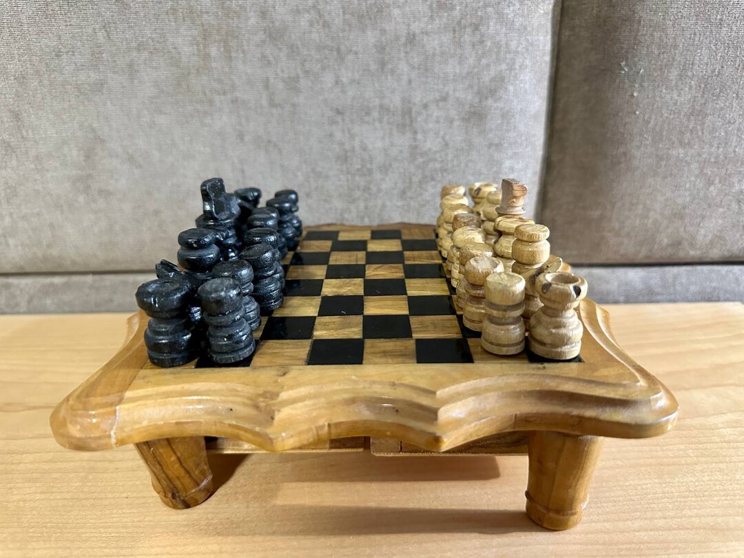 Handmade Wooden Chess Set 90s Vintage in Good Condition . Great Gift ...