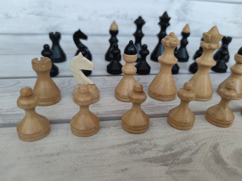 Czech Chess Pieces of the Late 60s Made of Wood the Upper - Etsy