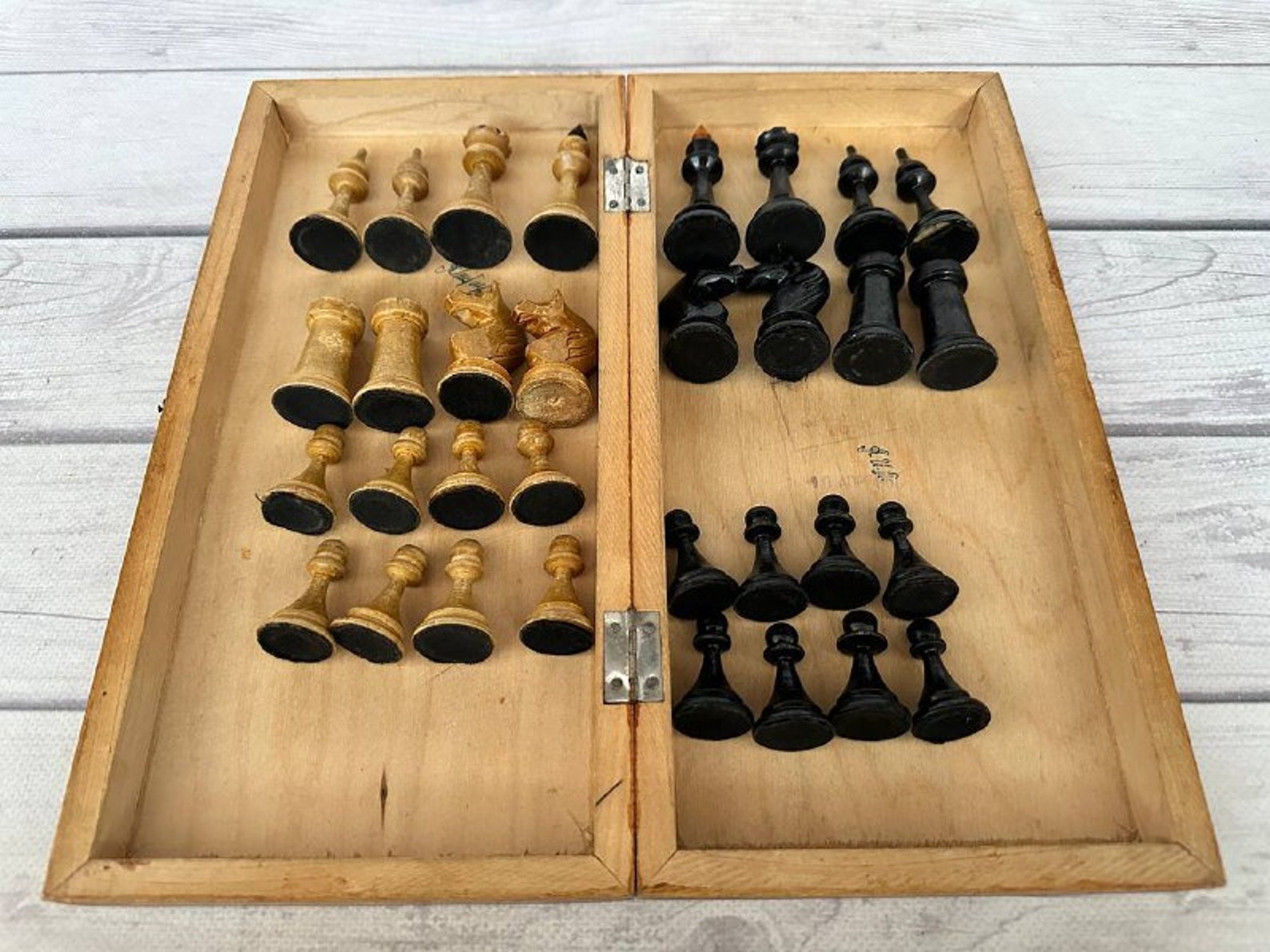Soviet Chess Set Made of Wood 50s Vintage Medium Size in Good - Etsy