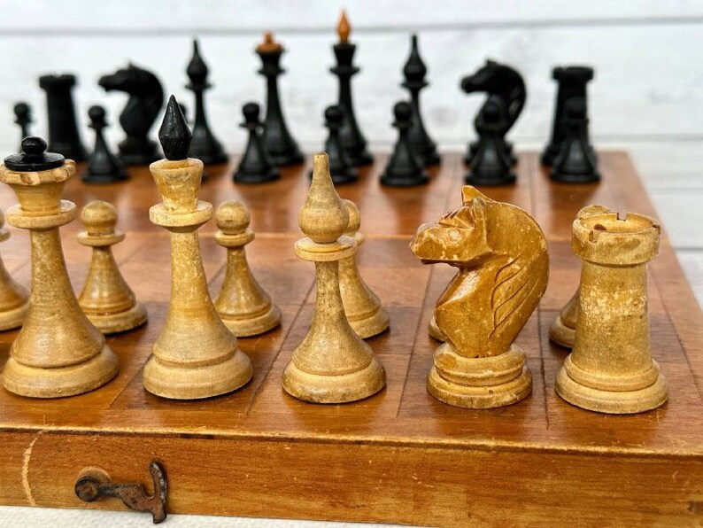 Soviet Chess Set Made of Wood 50s Vintage Medium Size in Good - Etsy