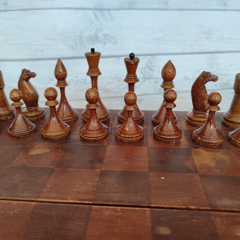 Antique Chess Set - Etsy
