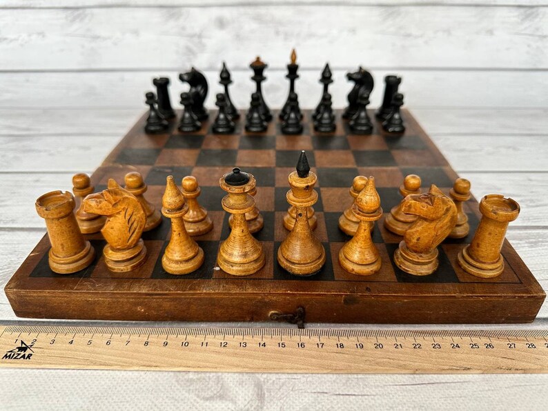 Soviet Chess Set Made of Wood 50s Vintage Medium Size in Very - Etsy
