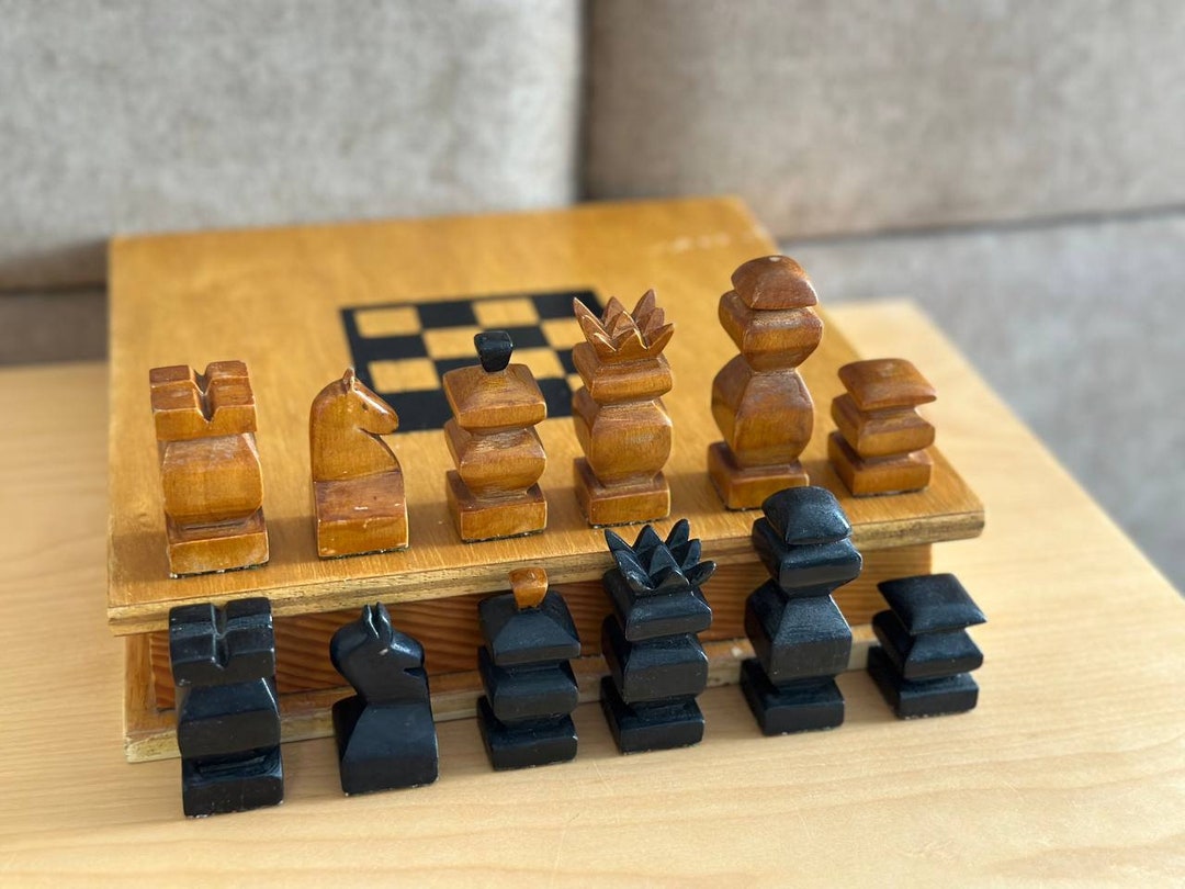Rare Handmade Germany Wooden Chess Set 60s Vintage in Good - Etsy