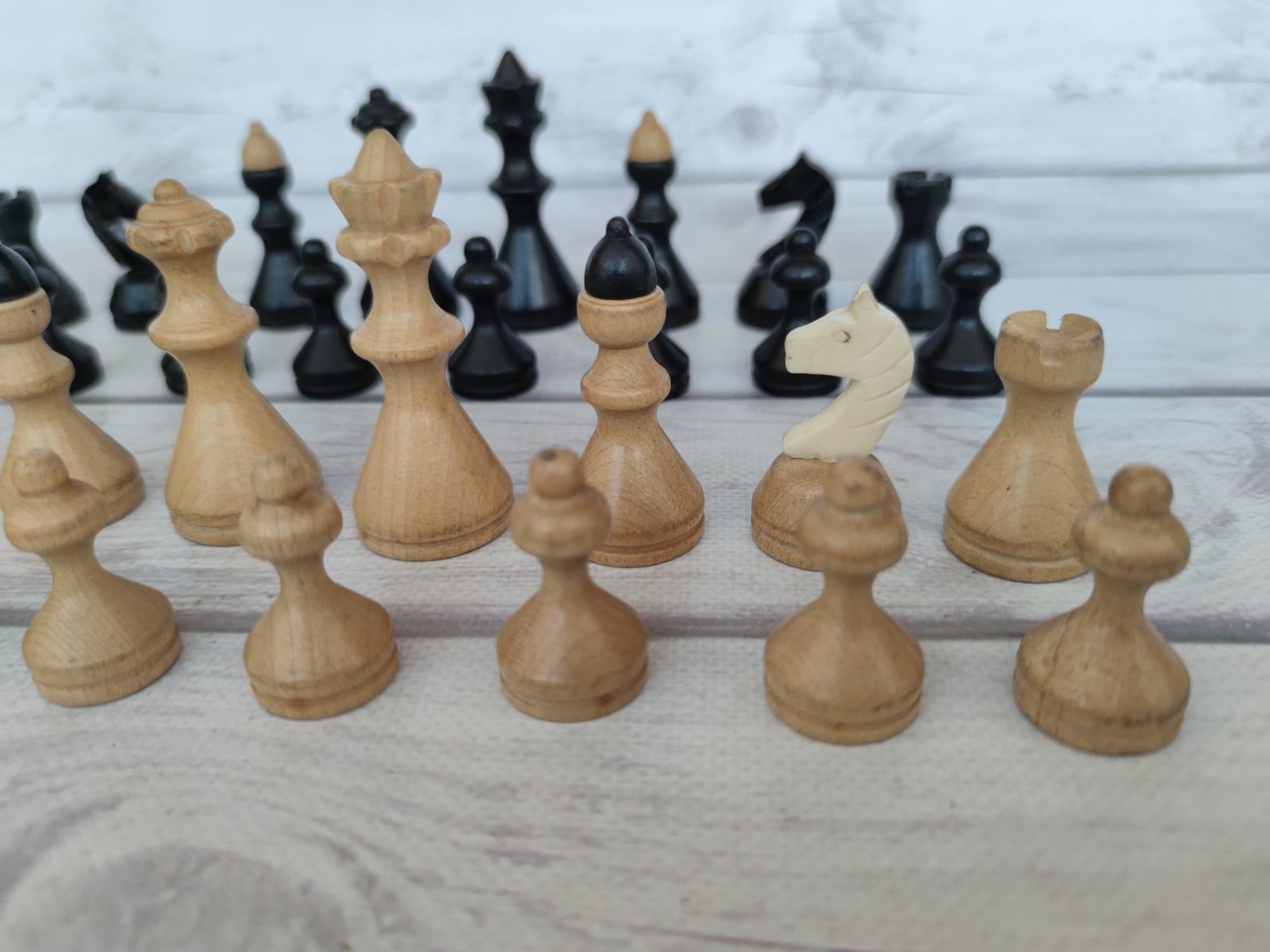 Czech Chess Pieces of the Late 60s Made of Wood the Upper - Etsy
