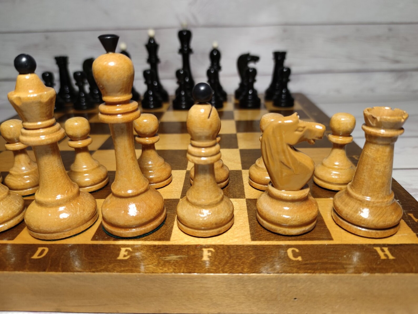 Soviet Chess Set With Board. Wood Chess Pieces With Chess Board. Great ...
