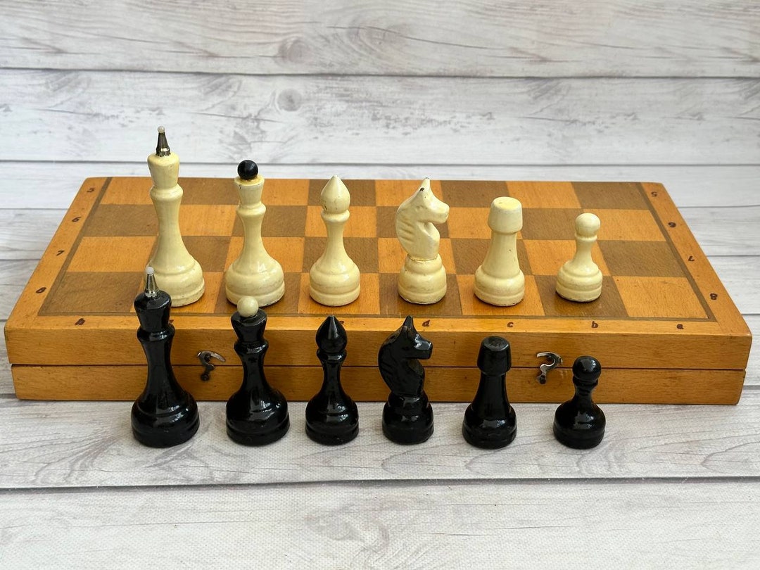 Soviet Wood Chess Set With Weights. 60s Vintage in Good Condition ...