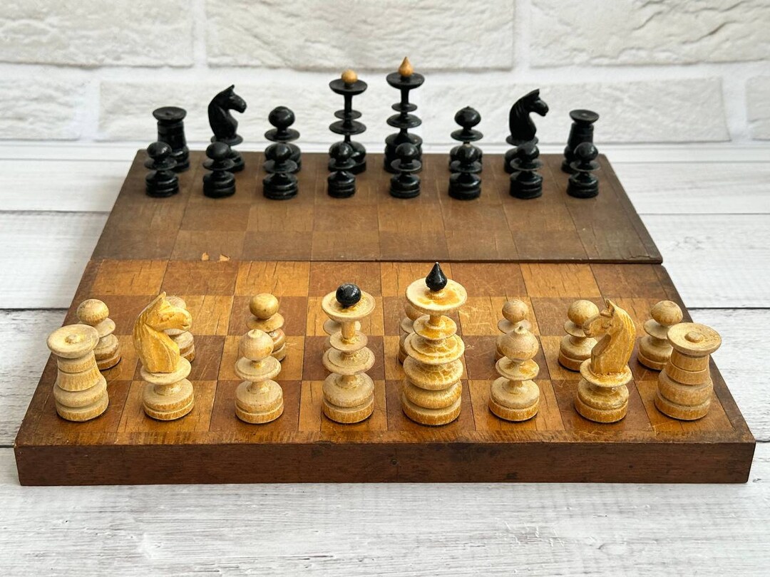 Soviet Rarest Wooden Chess Set From the 1900s in Good Condition. Rare ...
