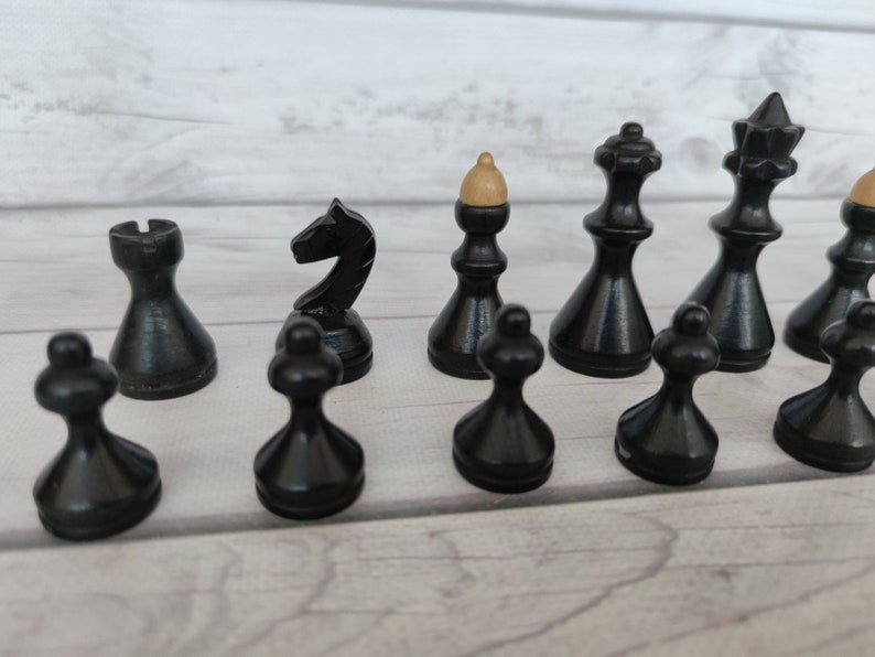 Czech Chess Pieces of the Late 60s Made of Wood the Upper | Etsy