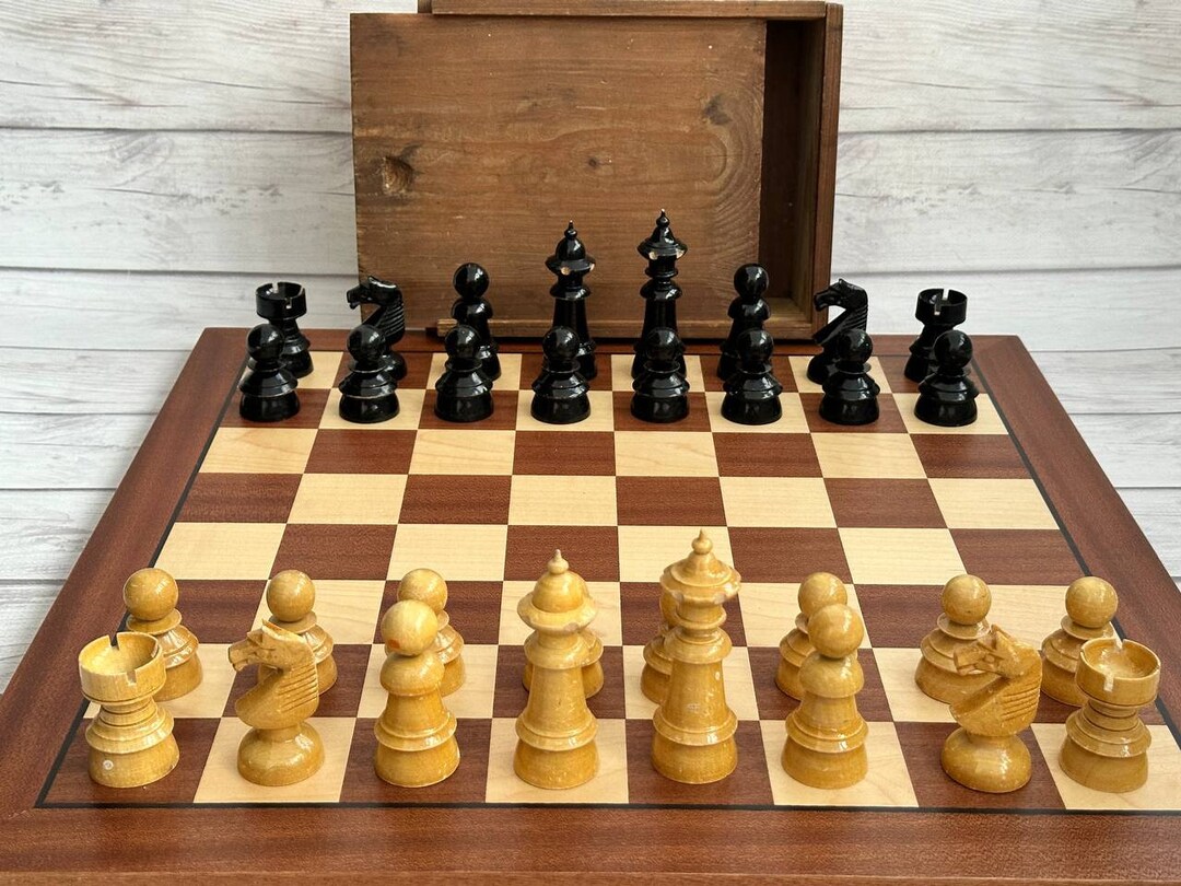 Czech Wood Chess Set in Original Box, Without Chess Board 50s Vintage ...