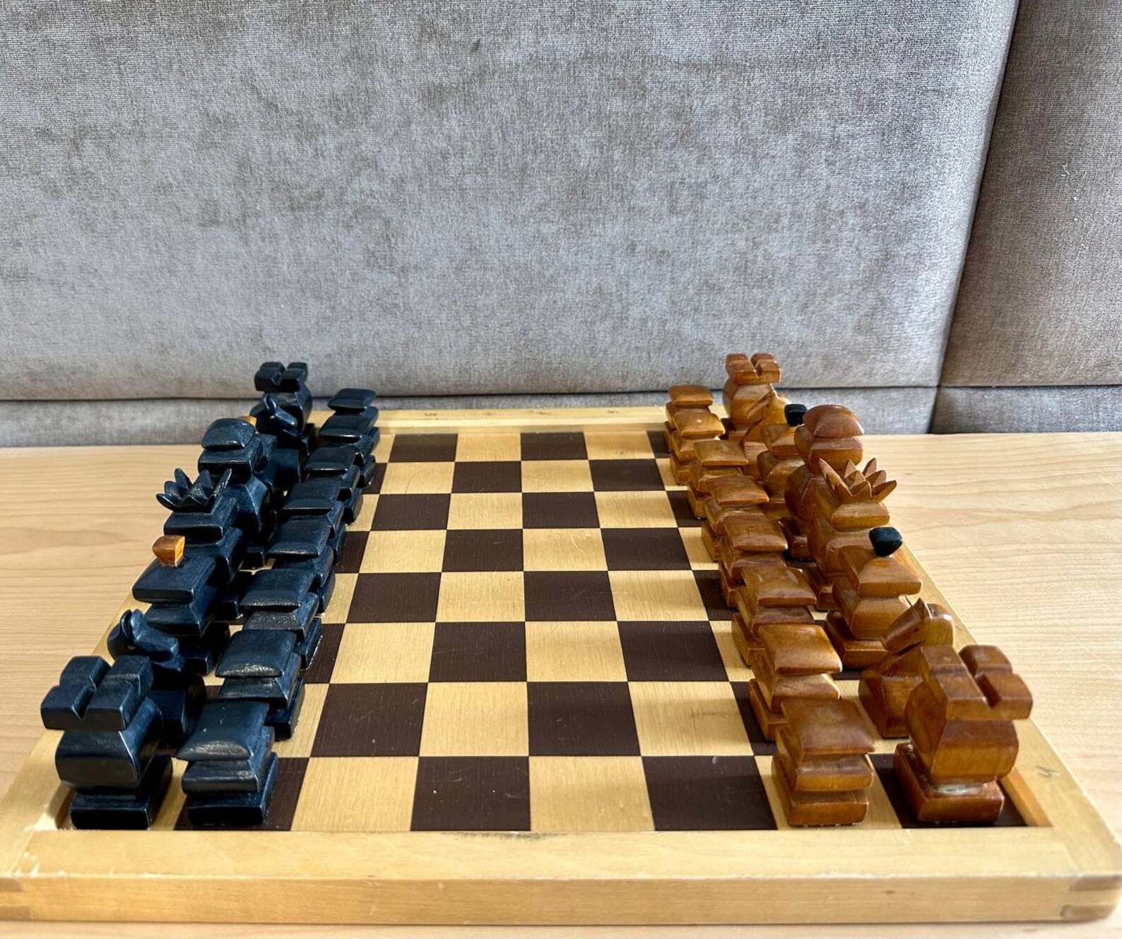 Rare Handmade Germany Wooden Chess Set 60s Vintage in Good Condition ...