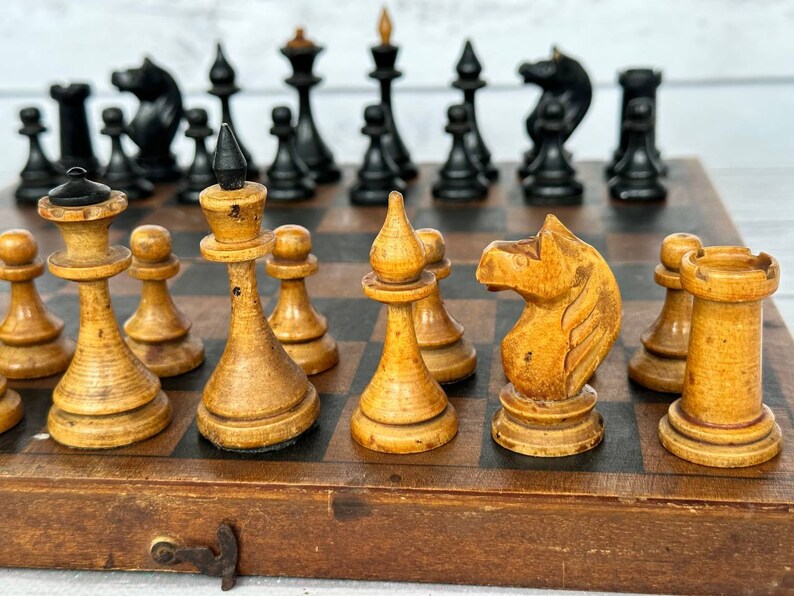 Soviet Chess Set Made of Wood 50s Vintage Medium Size in Very - Etsy