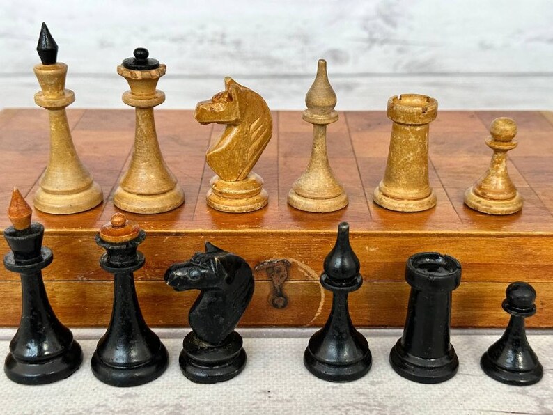 Soviet Chess Set Made of Wood 50s Vintage Medium Size in Good - Etsy
