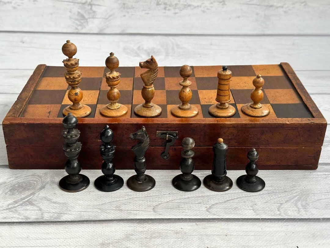 Very Old Austrian Wood Chess Set Near 1850-1900s in Good Condition ...