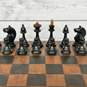 Soviet Chess Set Made of Wood 50s Vintage Medium Size in Very - Etsy