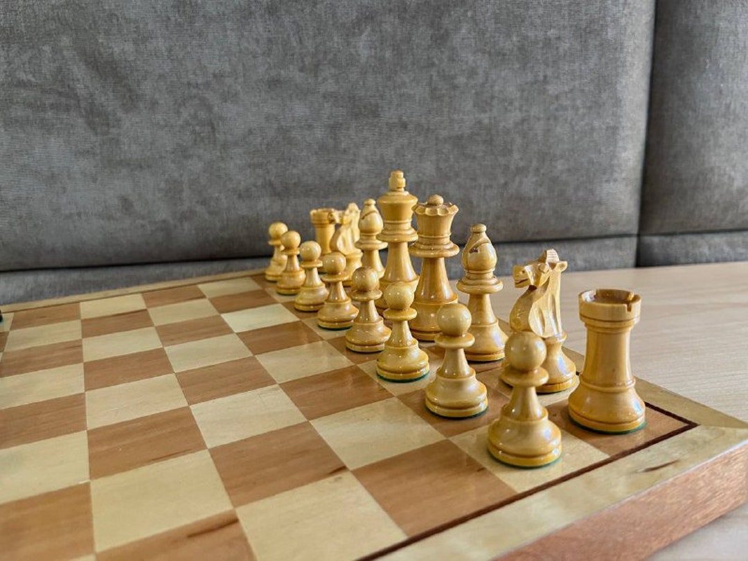 Staunton Chess Set 70s With Weights in Box . Great Gift for Mens, Chess ...