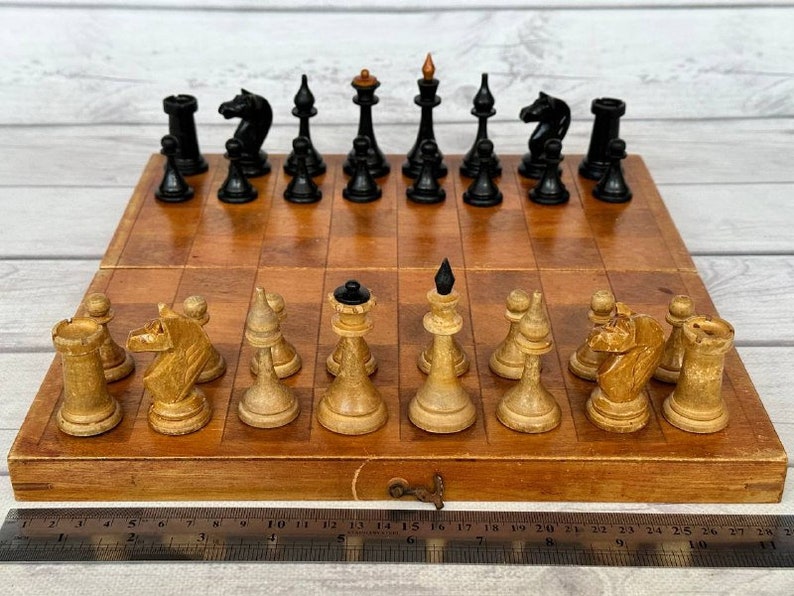 Soviet Chess Set Made of Wood 50s Vintage Medium Size in Good - Etsy