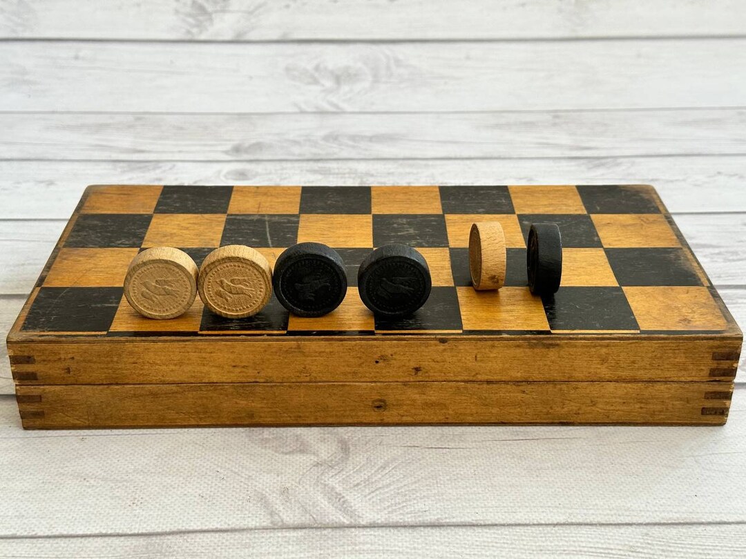 Old Soviet Wood Checkers 50s Vintage in Good Condition. Very Rare Ussr ...