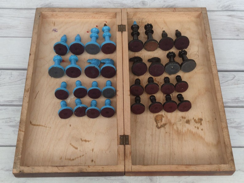 Soviet Chess Set Made of 50s Vintage Plastic in a Rare Blue - Etsy