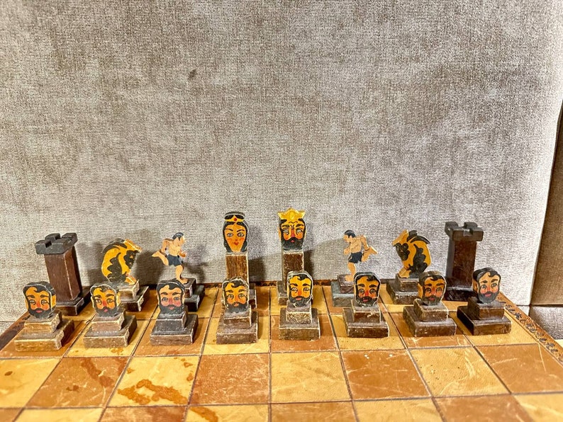 Antique Germany Handmade Chess Set 50s Vintage . Chess Board - Etsy