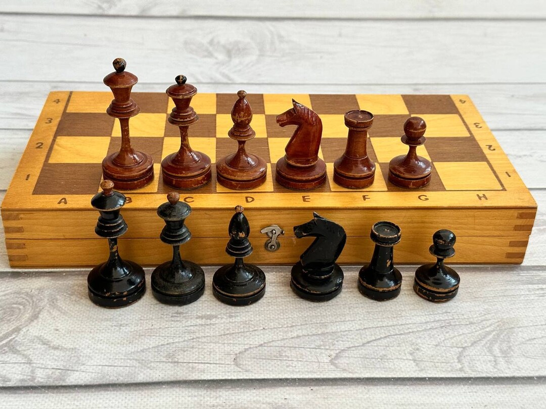 Soviet Rare Wooden Chess Set 50s Vintage in Very Good - Etsy