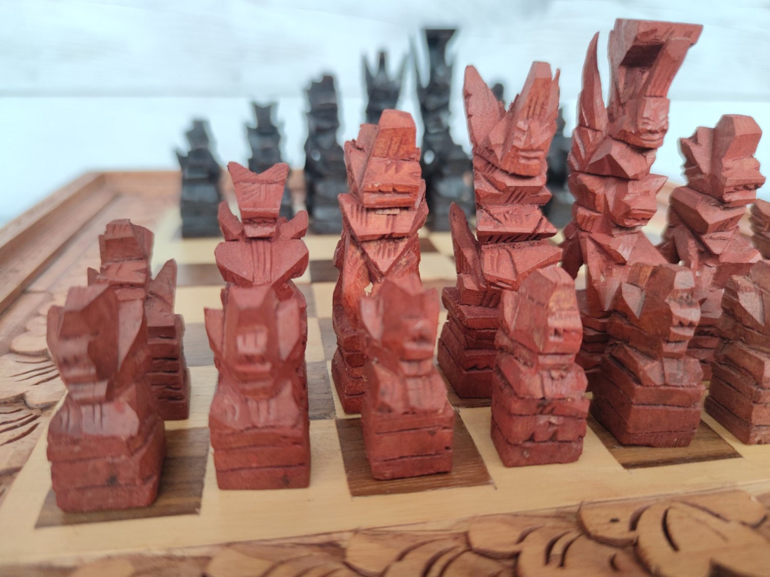 Indonesian Chess Backgammon With Wooden Box Handmade 80s - Etsy