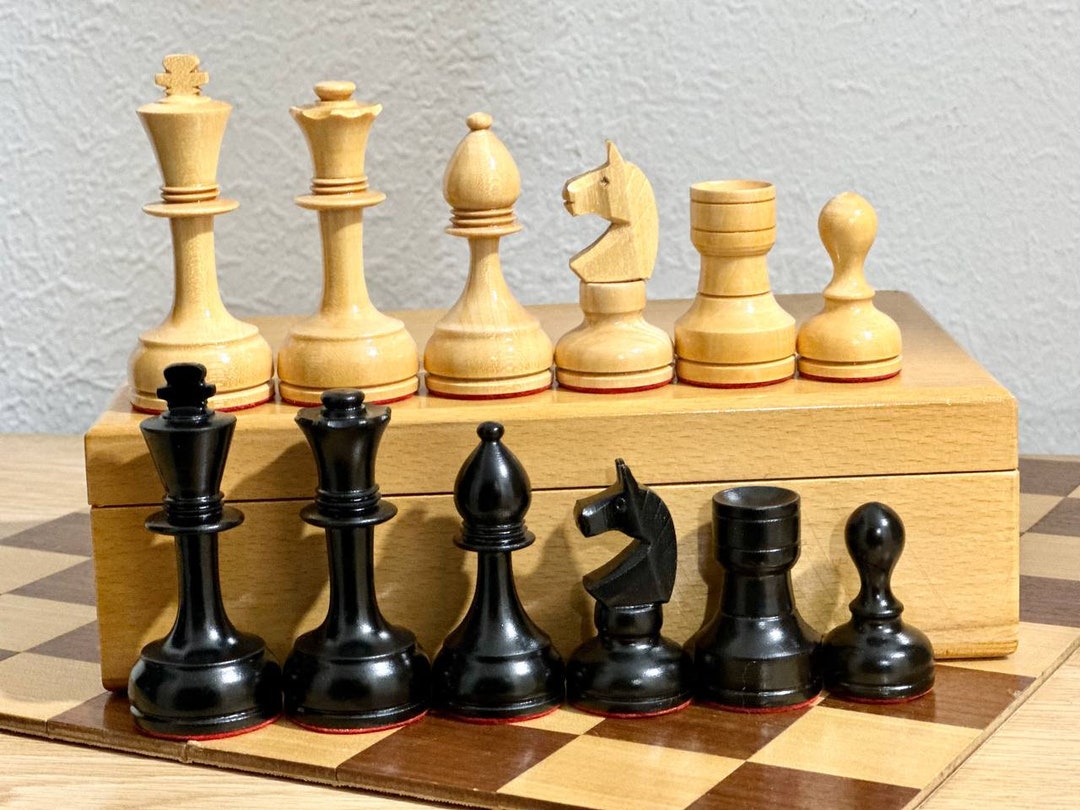 Rarest Germany Chess Set With Weights 70s Made of Wood in Very Good ...